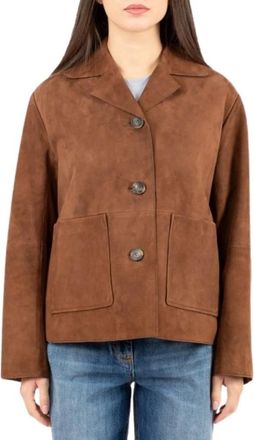 Max Mara Femme, Vestes, Brun, Taille: 42 FR Giubbino Pelle