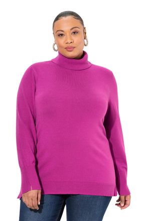 Ulla Popken Damen gro&szlig;e Gr&ouml;&szlig;en &Uuml;bergr&ouml;&szlig;en Plus Size Rollkragenpullover, breite Rippb&uuml;ndchen, Langarm Beere 50+ 799922827-50+
