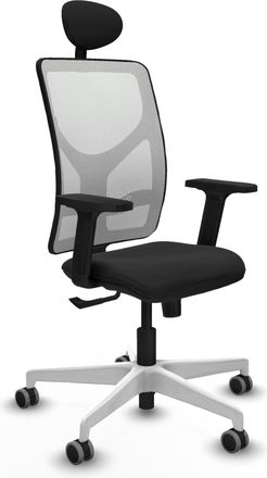 Piqueras y Crespo B&uuml;rostuhl, schwarz, mit 2D-Armlehnen, h&ouml;henverstellbarer Lendenwirbelst&uuml;tze und festem Kopfteil, ausgestattet mit 3 Positionen und Schneideschaum, Wei