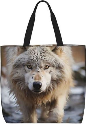 Generic Walking Wolf Sac Courses L&eacute;ger Tote Bag Pliable Sac Fourre Tout Pour Shopping Plage Gym