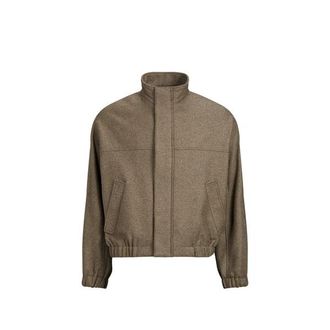 Maison Kitsun&eacute; Blouson col montant en laine m&eacute;lang&eacute;e