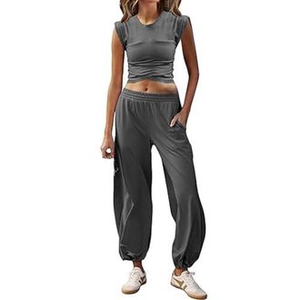 Generic Ensemble de surv&ecirc;tement pour femme automne 2026 - Deux tenues &agrave; manches longues et col rond - Haut et pantalon long - Surv&ecirc;tement de loisirs, GY2., XX
