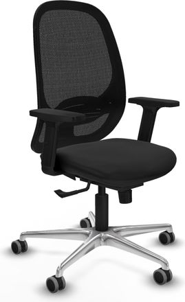 Piqueras y Crespo Schwarzer B&uuml;rostuhl mit 2D-Armlehnen, h&ouml;henverstellbare Lendenwirbelst&uuml;tze, mit 3 Positionen und Schneidschaum, mit Rollen von 65 mm, Parkett, Schwarz