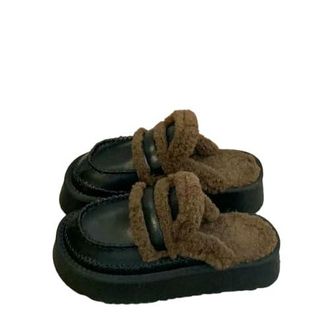 Generic YUJIEBB Chaussons Thi pour femme Automne Hiver Doublure en fourrure Bottes de neige Coton Pantoufles d&eacute;contract&eacute;es Sle chaud Confort, Noir, 35.5 EU