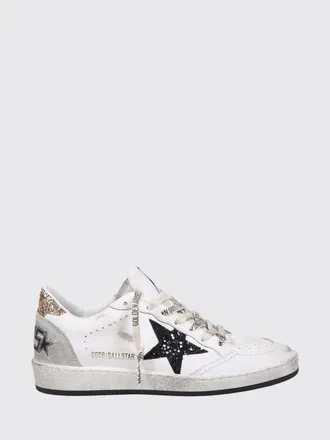 Golden Goose Baskets Ball Star en cuir et tissu paillet&eacute; &agrave; effet us&eacute;