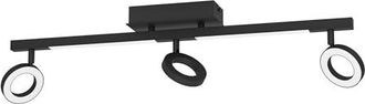 Eglo LED Deckenstrahler Cardillio 2, 3-flammige Deckenlampe mit schwenkbaren Spots, Deckenleuchte aus Kunststoff und Metall in schwarz, Deckenspot warmweiß