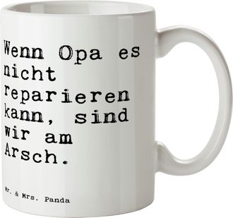 Mr. & Mrs. Panda Tasse Wenn Opa es nicht... - Geschenk, bester Opa, Kaffeebecher, Kaffeetassen, Weisheiten, Spruch Sprüche Weisheiten Zitate Lustig