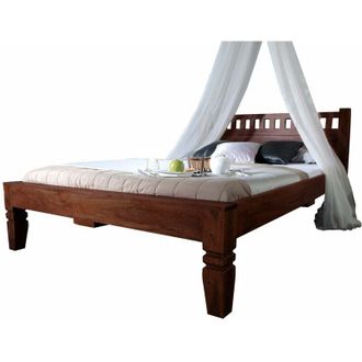 Massivmoebel24 Bett Akazie 200x200x90 nougat lackiert OXFORD 231