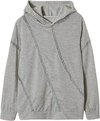 Generic Pull dhiver pour femme 2024 Automne et hiver Européen et Américain Sequin Imprimé Ample Sweat à capuche pour femme Veste dété pour femme, gris, M
