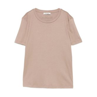 Max Mara Femme, Tops, Beige, Taille: 40 FR T-shirts et Polos Beige avec Broderie Logo