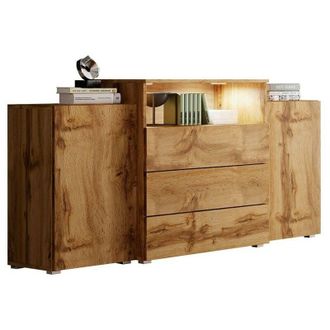Mirjan24 Mobilier1 - Commode Sarasota 127, Ch&ecirc;ne wotan, Avec tiroirs et portes, Nombre de tiroirs: 0, 81x150x39cm