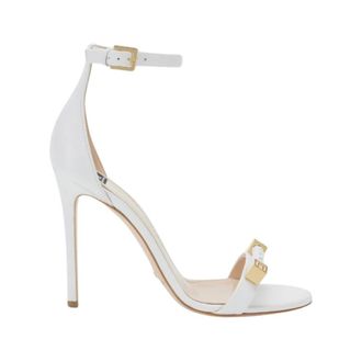 Elisabetta Franchi Femme, Chaussures, Blanc, Taille: 39 EU Sandale en cuir avec d&eacute;tails logo