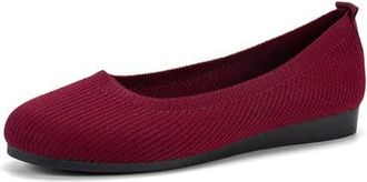 Generic Ballerines plates en tricot pour femme - Bout rond - Chaussures plates à enfiler avec soutien de la voûte plantaire - Chaussures de marche confortable