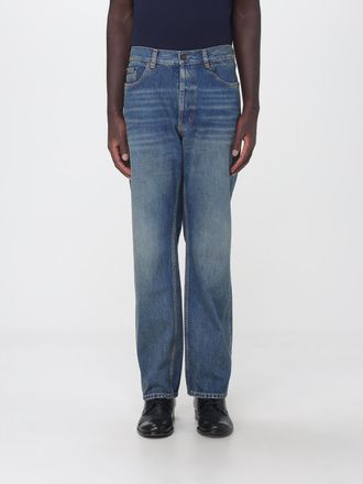 Saint Laurent Jean en denim coupe droite taille mi-haute avec fermeture &agrave; boutons