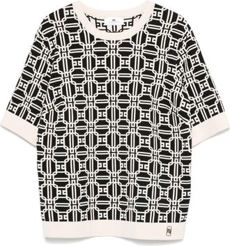 Elisabetta Franchi Jacquard-T-Shirt mit Logo - Weiß