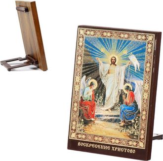 NKlaus Auferstehung Jesus Christus - Holz Ikone 6x8cm christlich Ostern - Ikonografie 1069