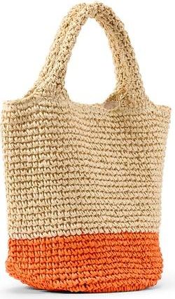 Au Printemps Paris Sac seau paper straw tress&eacute;