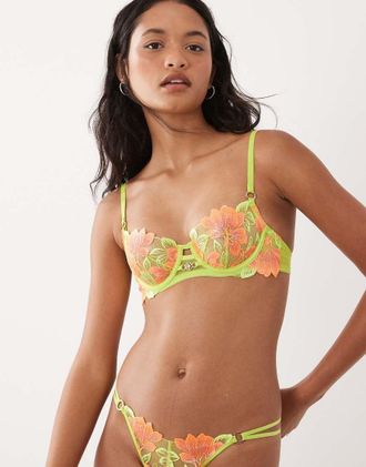Ann Summers Paradise Glow - Soutien-gorge balconnet non rembourr&eacute; - Citron vert