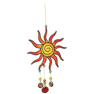 Laroom 10927 - Anhänger Sonne mit Spirale, Rot, Gelb