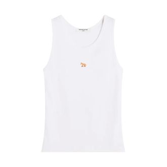 Maison Kitsun&eacute; Femme, Tops, Blanc, Taille: 40 FR Baby Fox Tank Top