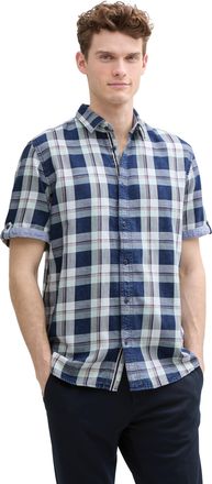 Tom Tailor Fitted Kurzarmhemd aus Baumwolle, Sky Captain Blue, L