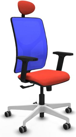 Piqueras y Crespo B&uuml;rostuhl mit 2D-Armlehnen, h&ouml;henverstellbare Lendenwirbelst&uuml;tze und festes Kopfteil, ausgestattet mit 3 Positionen und Schneideschaum, Blau/Dunkelora