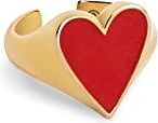 Singularu Bague Lovely Heart Rouge Émail. Ajustable. Laiton avec finition plaqué or 18Kt. Taille unique. Bijoux pour femme