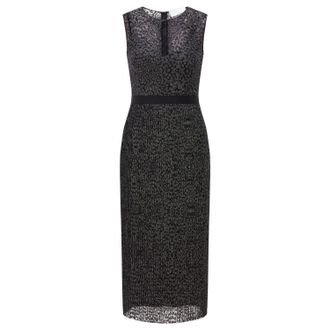 HUGO BOSS Delyra Midikleid für Damen (Schwarz/Silber)