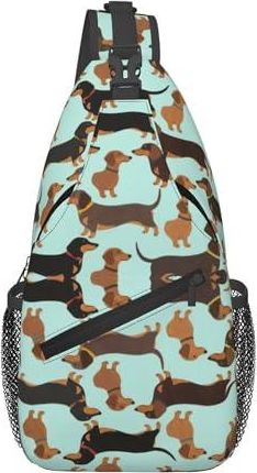 Generic Antivol Sacoche Homme Bandouliere Dessin anim&eacute; de teckel, chien saucisse, animal de compagnie Sacs Poitrine Mode Sling Sac &agrave; Dos pour &eacute;cole Homme Femm