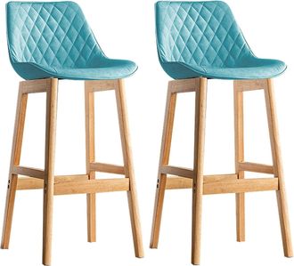 Generic Barhocker, Tresenst&uuml;hle aus Kunstleder im Landhausstil, K&uuml;chenbarhocker mit Holzbeinen und Fu&szlig;st&uuml;tze, Tragkraft 150 kg