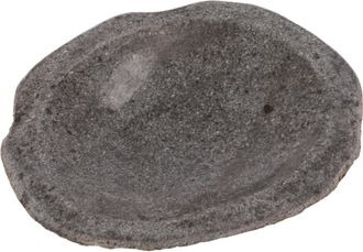Guru Shop Exotische Seifenschale aus Flusskiesel, Schale aus Nat&uuml;rlichem Stein, Grau, 2x12x13 cm