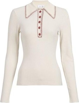 Vila Pull ajust&eacute; en maille c&ocirc;tel&eacute;e &agrave; col polo