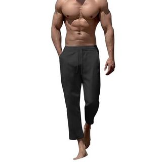 Generic Short de plage d&eacute;contract&eacute; pour homme 2025 - Taille &eacute;lastique - L&eacute;ger - Pantalon de travail ample et droit avec poches - Pantalon de vacances respiran