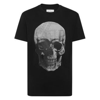 Philipp Plein Homme, Tops, Noir, Taille: 2XL Jersey T-shirt Round Neck SS Skull