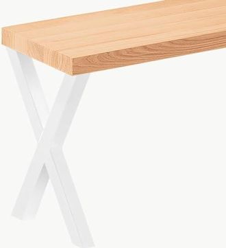 Lamofootwear Manufaktur Banc de Salle &agrave; Manger 30x160x47 cm (l x L x h), Pied en m&eacute;tal mod&egrave;le Design Blanc/Assise en Bois Couleur Naturel