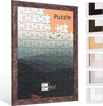 Bildershop-24 Puzzlerahmen London f&uuml;r Puzzle ca. 2000 Teile 69,2x96,8cm 96,8x69,2cm Braun Vintage mit Acrylglas
