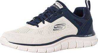 Skechers Herren Track Broader Sneaker, Off-White Engineered Mesh Pu Navy Trim, 42 EU