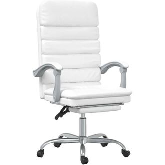 vidaXL Fauteuil de massage inclinable de bureau Blanc Similicuir vidaXL