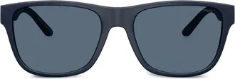 Emporio Armani lunettes de soleil à logo imprimé - Bleu