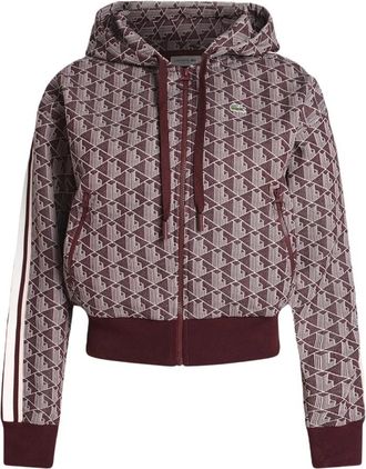 Lacoste Monogramm-Jacquard-Kapuzenpullover - - Sweatshirts & Hoodies - Damen - Braun - 3XS