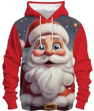 Generic Imprimé NoëL Sweatshirts Sweat-Shirt sans Capuche Sweat Zippé De Noel Homme DrôLe 3D Moche Tricot pour Doux Sweats Manches Longues Sport Coton Grande 