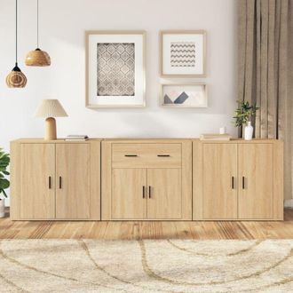 vidaXL Buffets 3 pcs Ch&ecirc;ne sonoma Bois ding&eacute;nierie Vidaxl