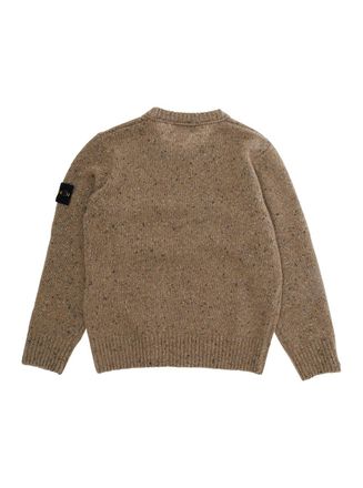 Stone Island Boys Crewneck Wool Sweater Beige Tops Top