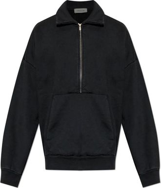 Fear of God Homme, Sweatshirts et sweats &agrave; capuche, Noir, Taille: XS Sunfaded Half Zip Polo SweaT-shirt