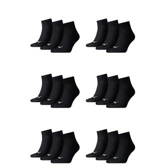 Puma 18 Paar Unisex Quarter Socken Sneaker Gr. 35-49 für Damen Herren Füßlinge (DE/NL/SE/PL, Numerisch, 43, 46, Regular, Regular, 200 - Black)