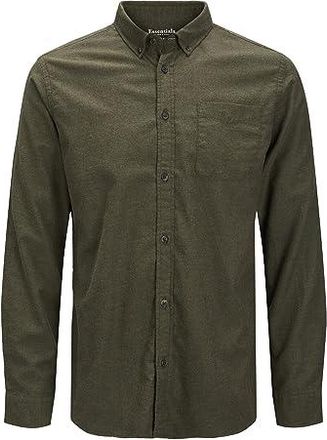 Jack & Jones Chemise Twill pour Hommes Shacket Décontracté à Manches Longues Basic Uni avec Poche Poitrine JJECLASSIC, Couleurs:Vert, Taille:M