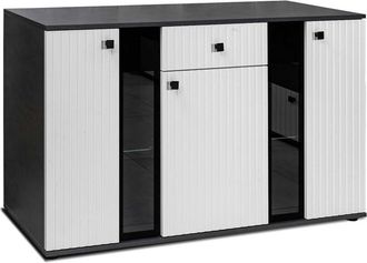 Furnix Sideboard Silentes mit Schublade 3-türig Anrichte Glastüren 140 cm Matera Weiß - Furnix