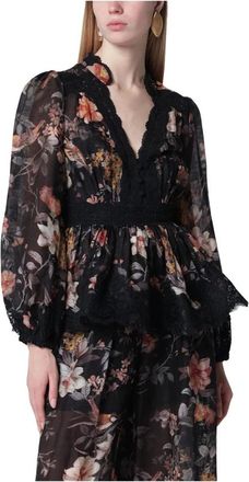 Zimmermann Femme, Blouses et Chemises, Multicolore, Taille: 40 FR Carousel Lace Peplum Blouse