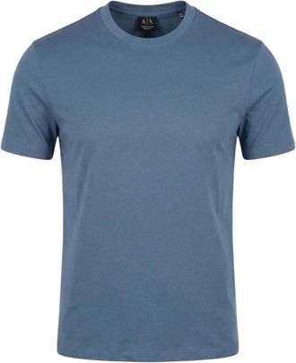 A|X Armani Exchange Homme, Tops, Bleu, Taille: XL T-shirt en coton &agrave; manches courtes et col rond