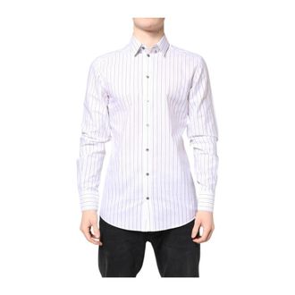 Dolce & Gabbana Luxuri&ouml;ses Gestreiftes Hemd Kleid - - Shirts - Herren - Wei&szlig; - 3XS